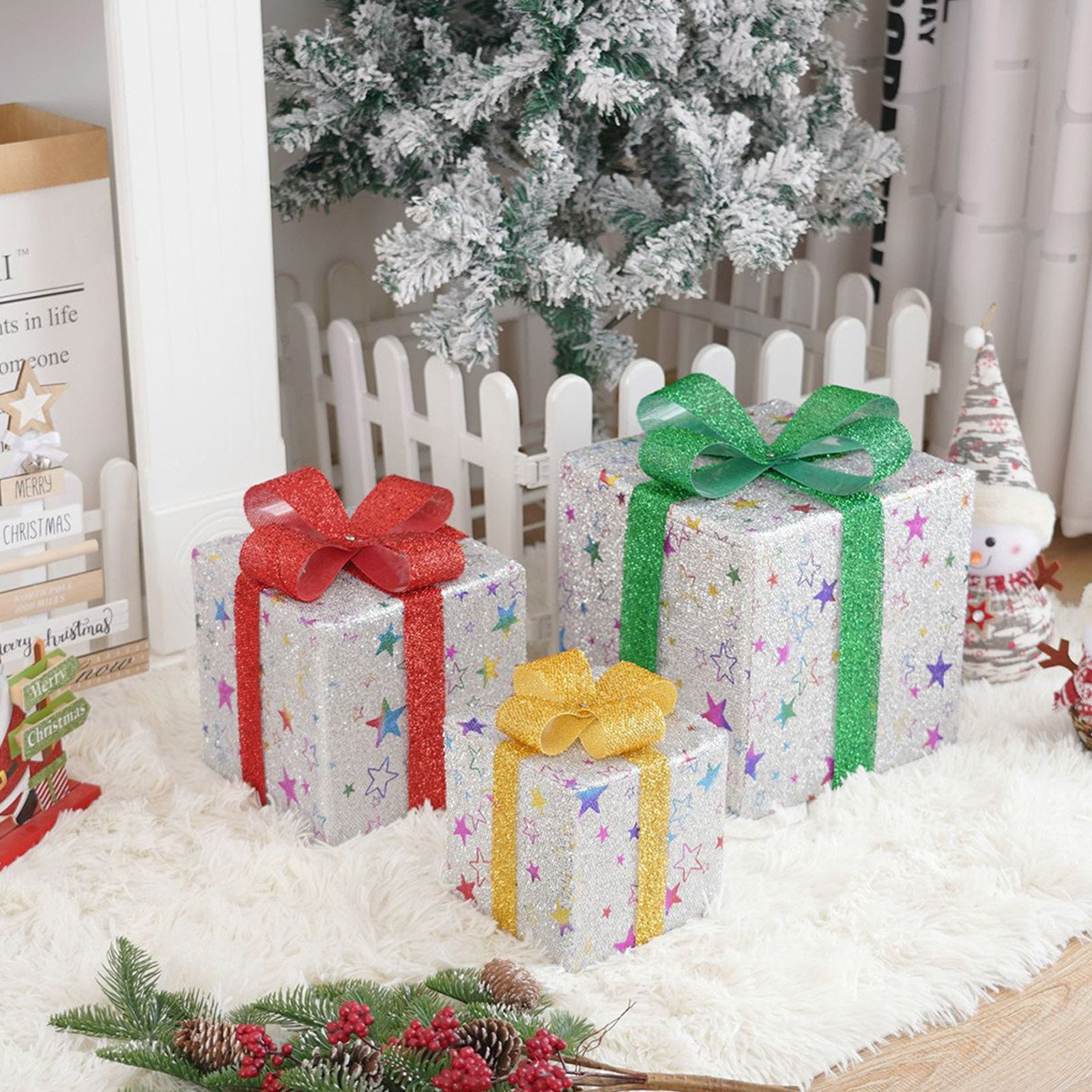 CISIL & Set of 3 Christmas Lighted Gift Boxes - 160 LED Light Up ...