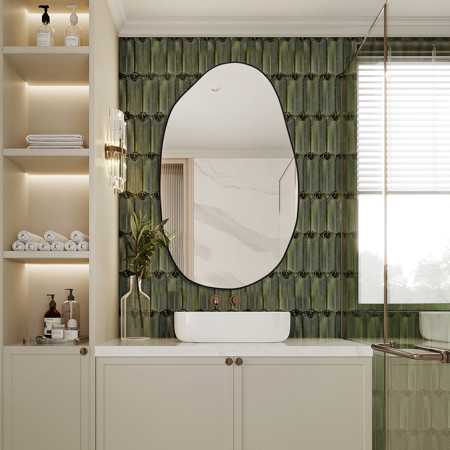 "CISTEROMAN Asymmetrical Wall-Mounted Dressing & Vanity Mirror, 33.5""x ...