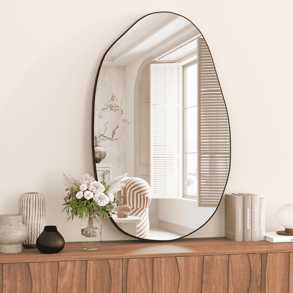 Clavie Modern Black Metal Framed Vanity Bathroom Mirror, 30x40 inches ...