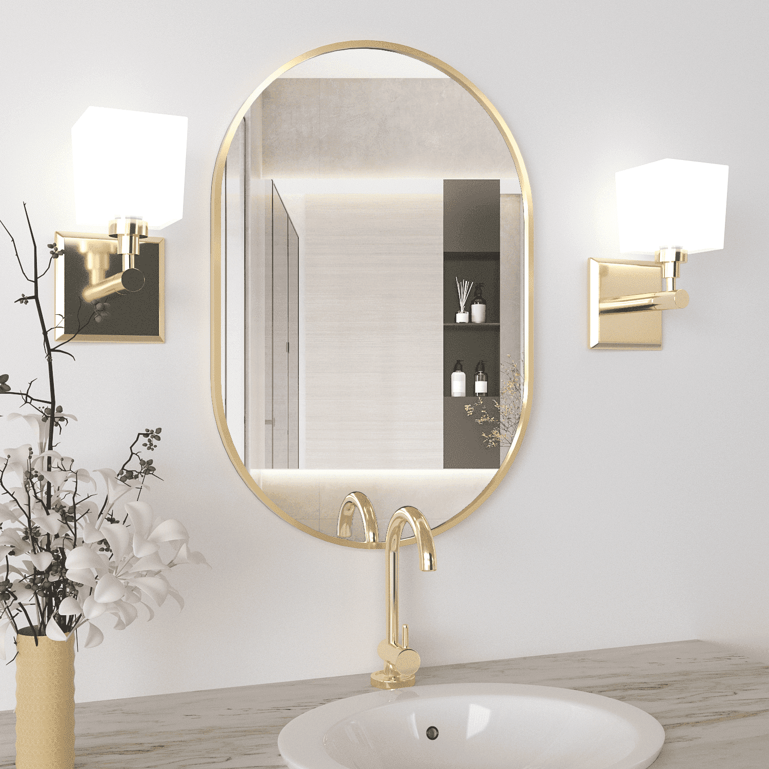 CISTEROMAN Oval Bathroom Mirror Capsule Wall Vanity Mirror, 20"x30 ...