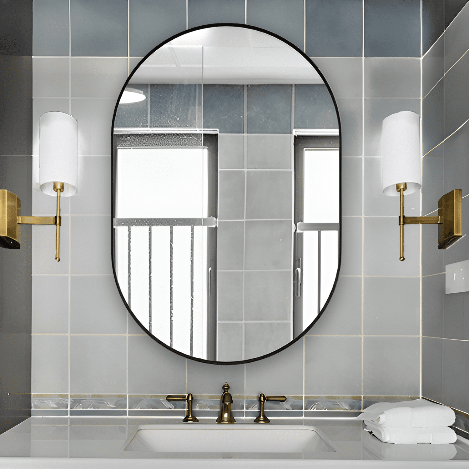 Free Shipping! CISTEROMAN Oval Bathroom Mirror Capsule Wall Vanity ...