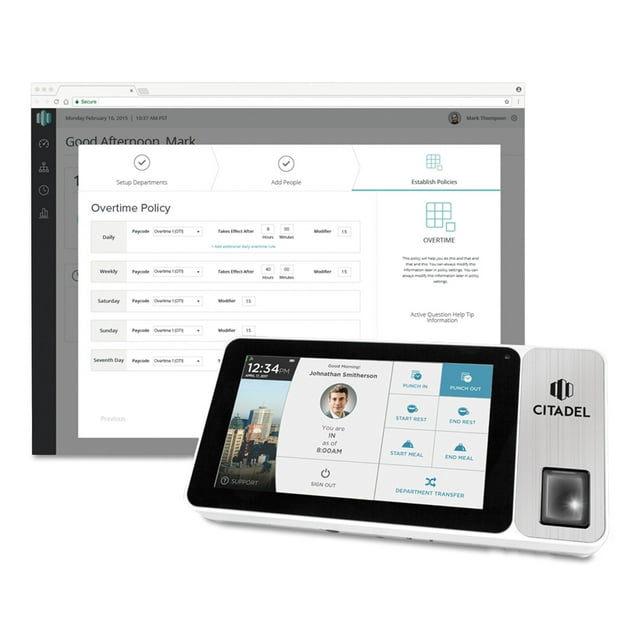 CITADEL OB3000 Cloud Connected Touch Screen Time Clock, Gray -PPZOB3000 ...