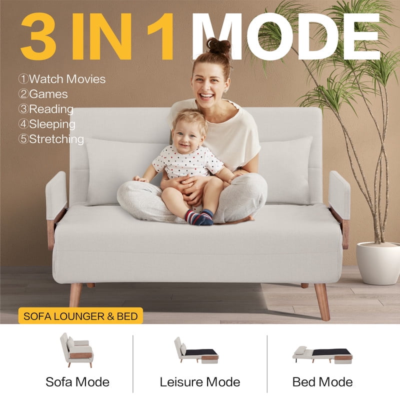 CITTANEO Convertible Sleeper Sofa Bed, 3-in-1 Sleeper Chair with ...