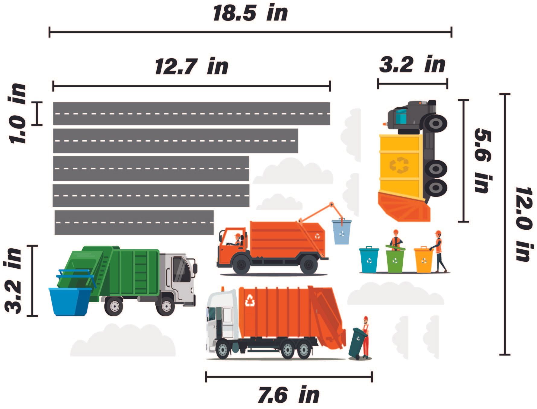 THE CITY - DIY Removable Home Art City Trash Truck Design Multicolored ...