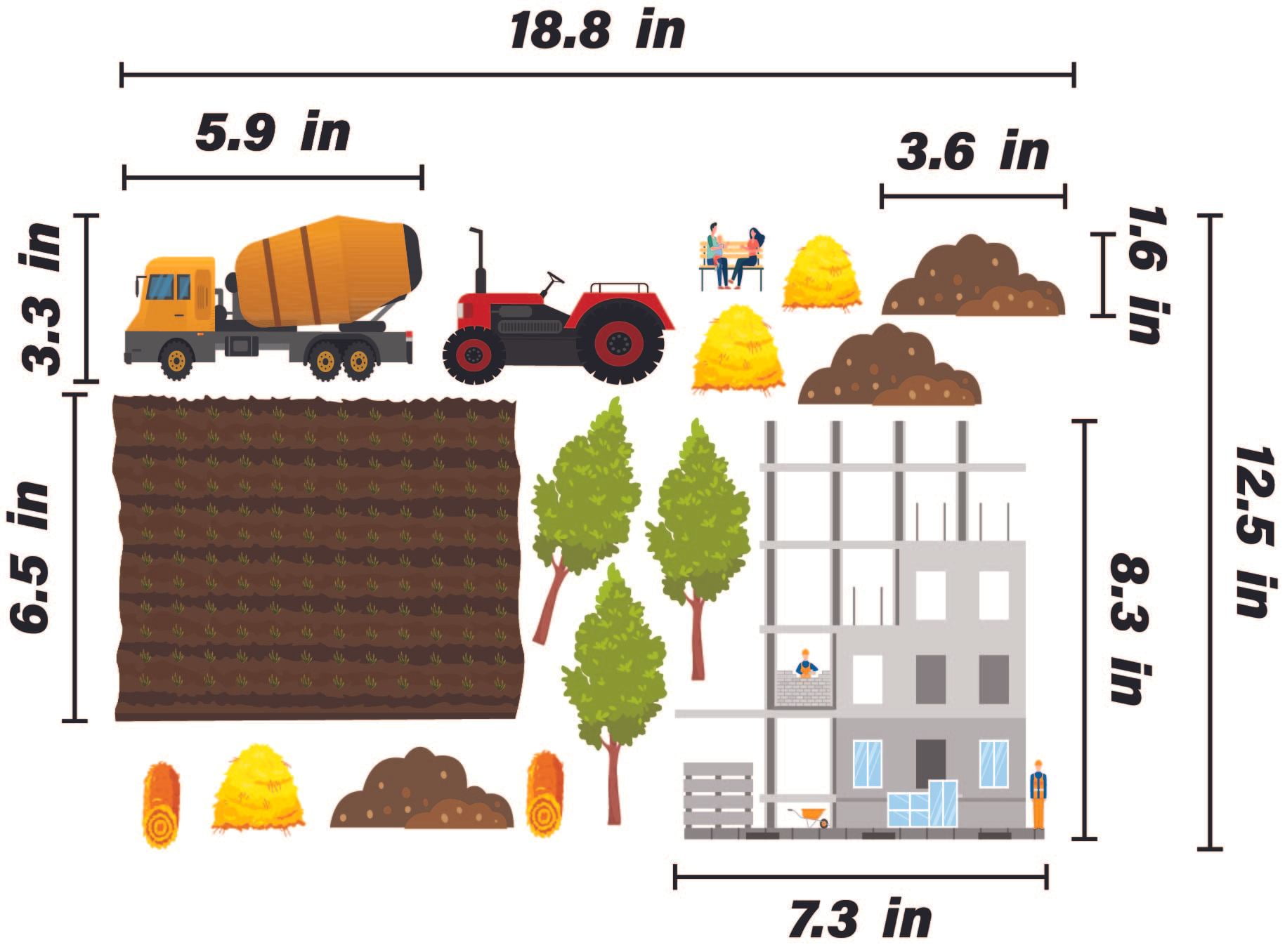 THE CITY - Home Bedroom Art City Construction Site & Farm Vinyl Sticker ...