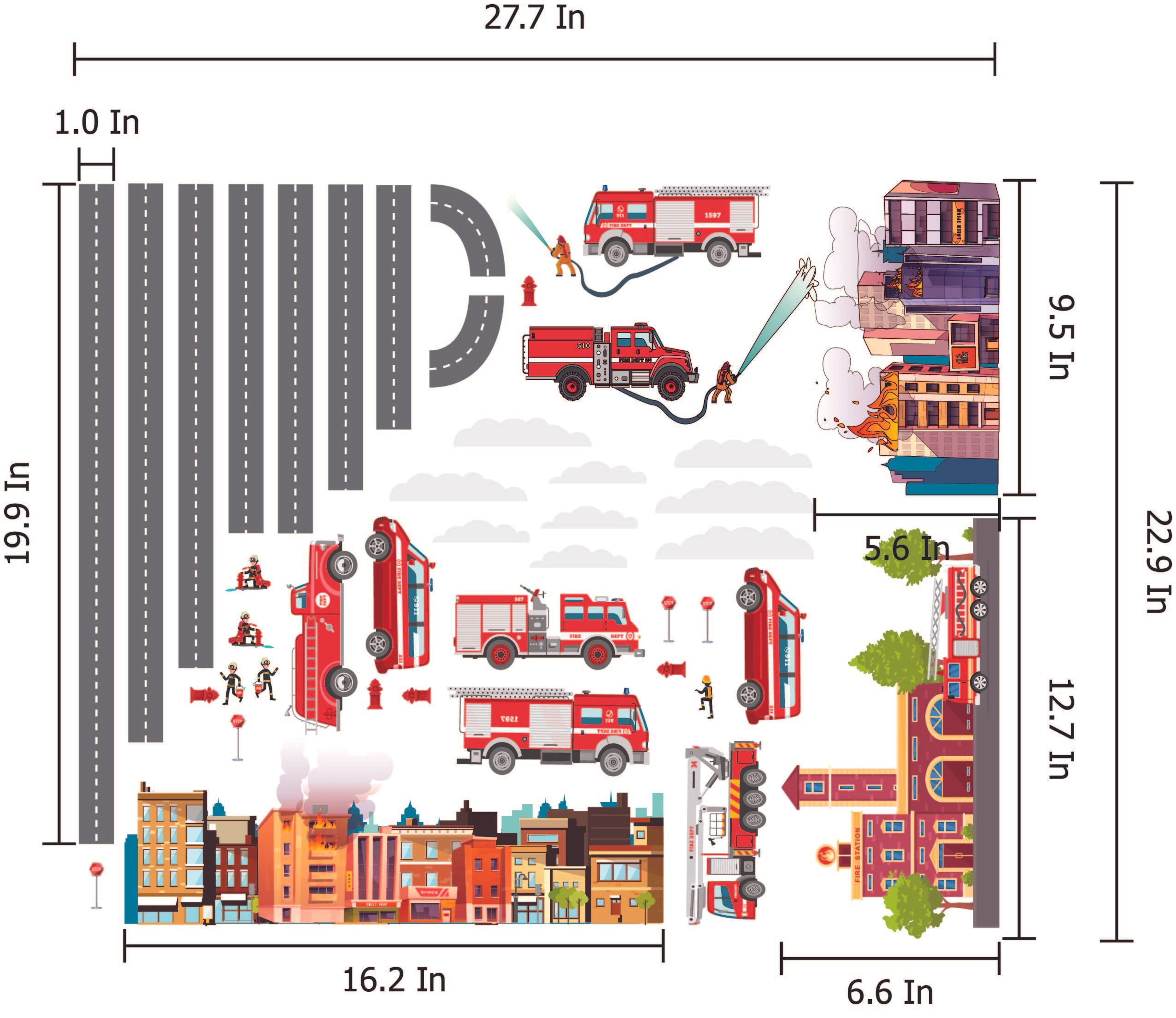 THE CITY - Vinyl Repositionable City Fire Station Decal Sheet Adhesive ...