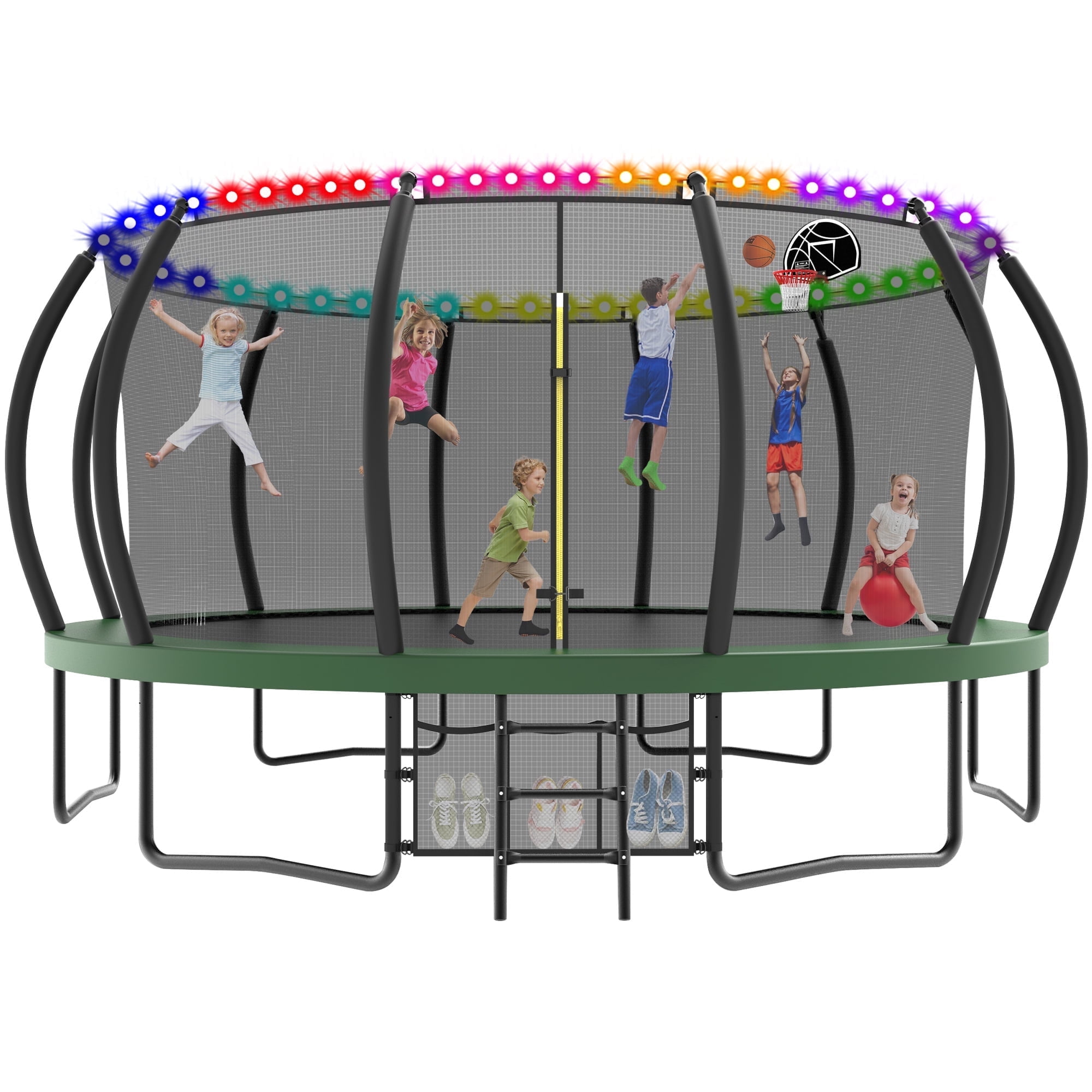 CITYLE 12FT 14FT 15FT 16FT Trampoline with Enclosure, Curved Poles ...