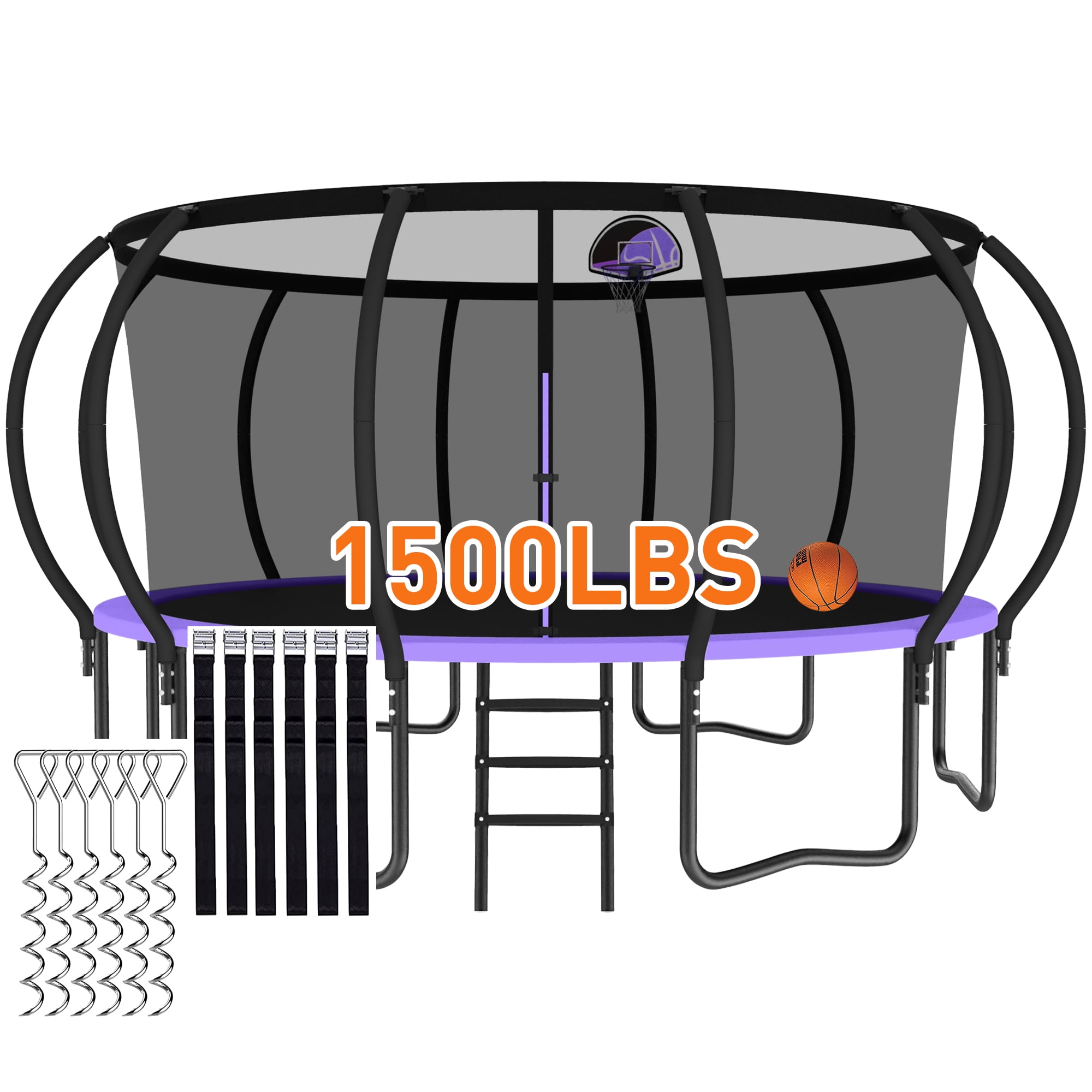 CITYLE 16FT Trampoline with Enclosure Net, Outdoor Trampoline for Kids ...