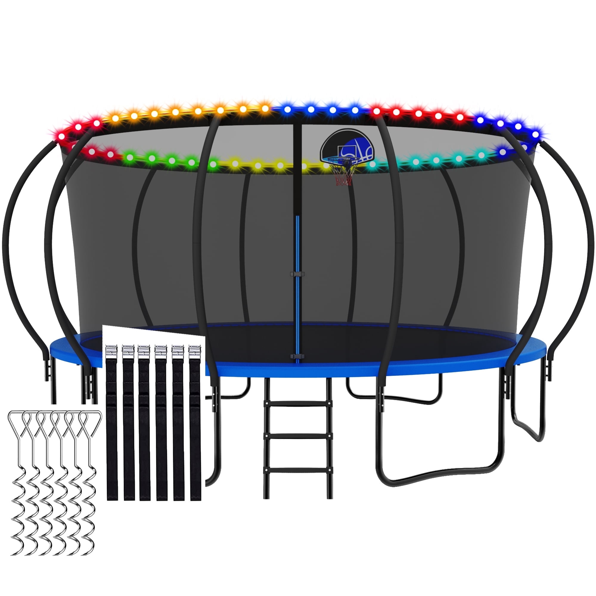 CITYLE 16FT Trampoline with Basketball Hoop, Enclosure, Lights, Easy ...