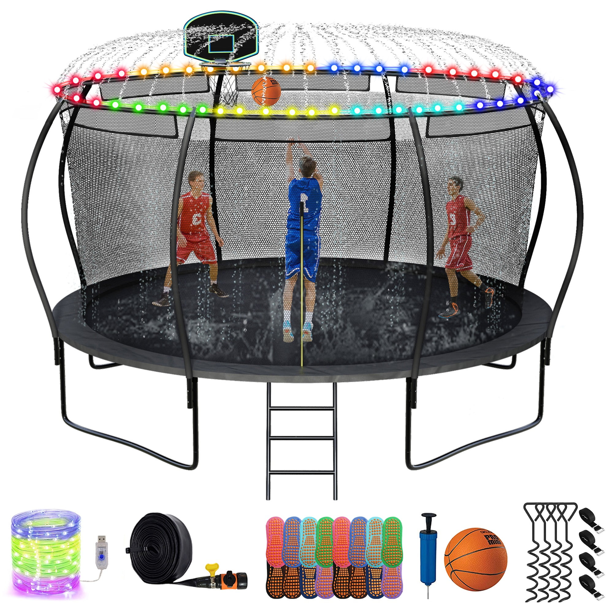 CITYLE Trampoline 14 FT 1400LBS Trampolines with Basketball Hoop, No ...