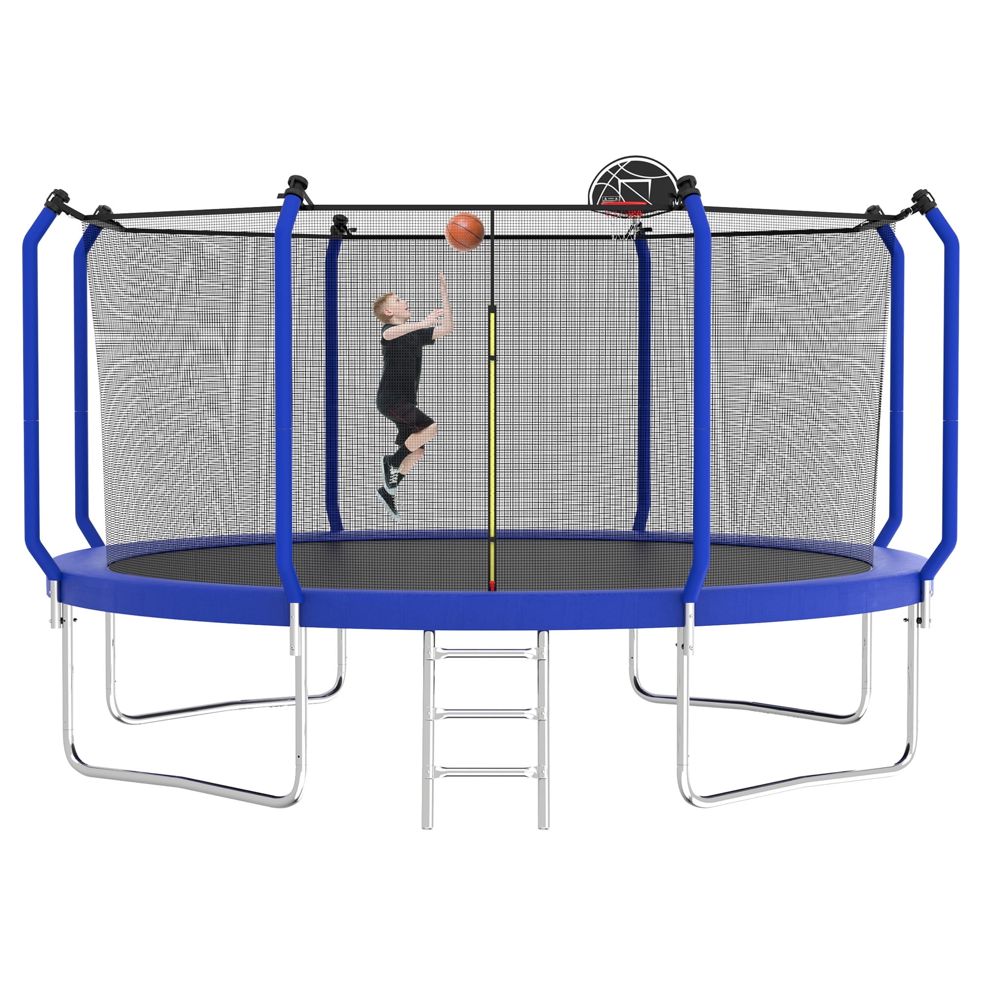 CITYLE Trampoline 14FT Trampoline with Enclosure Net, Curved Poles ...