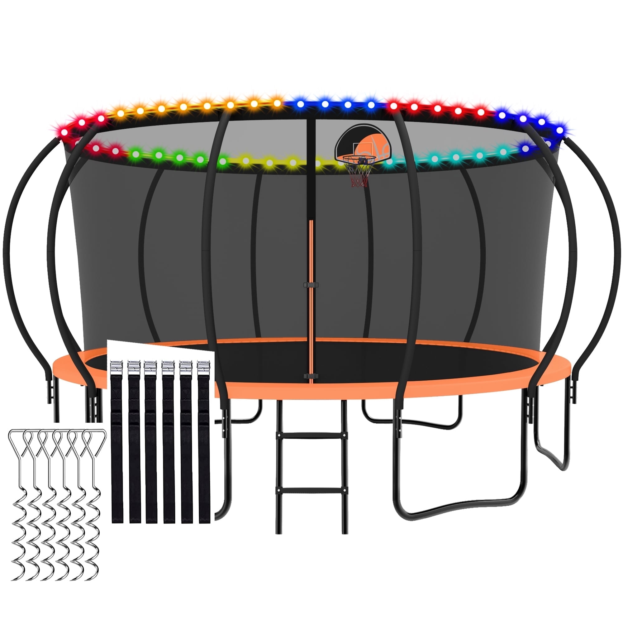 CITYLE 16FT Trampoline with Enclosure Net, Basketball Hoop, Wind Stakes ...