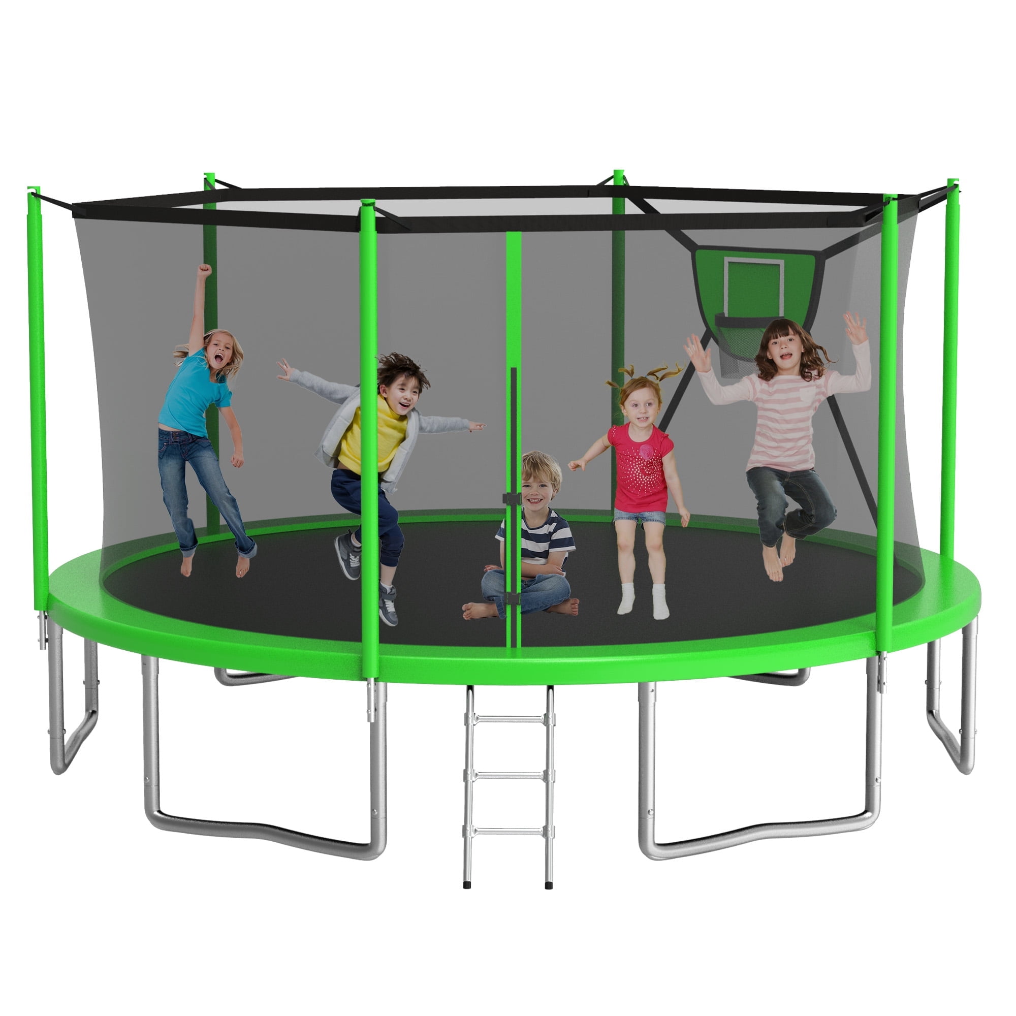 CITYLE 16FT Outdoor Trampoline with Enclosure and Detachable Basketball ...