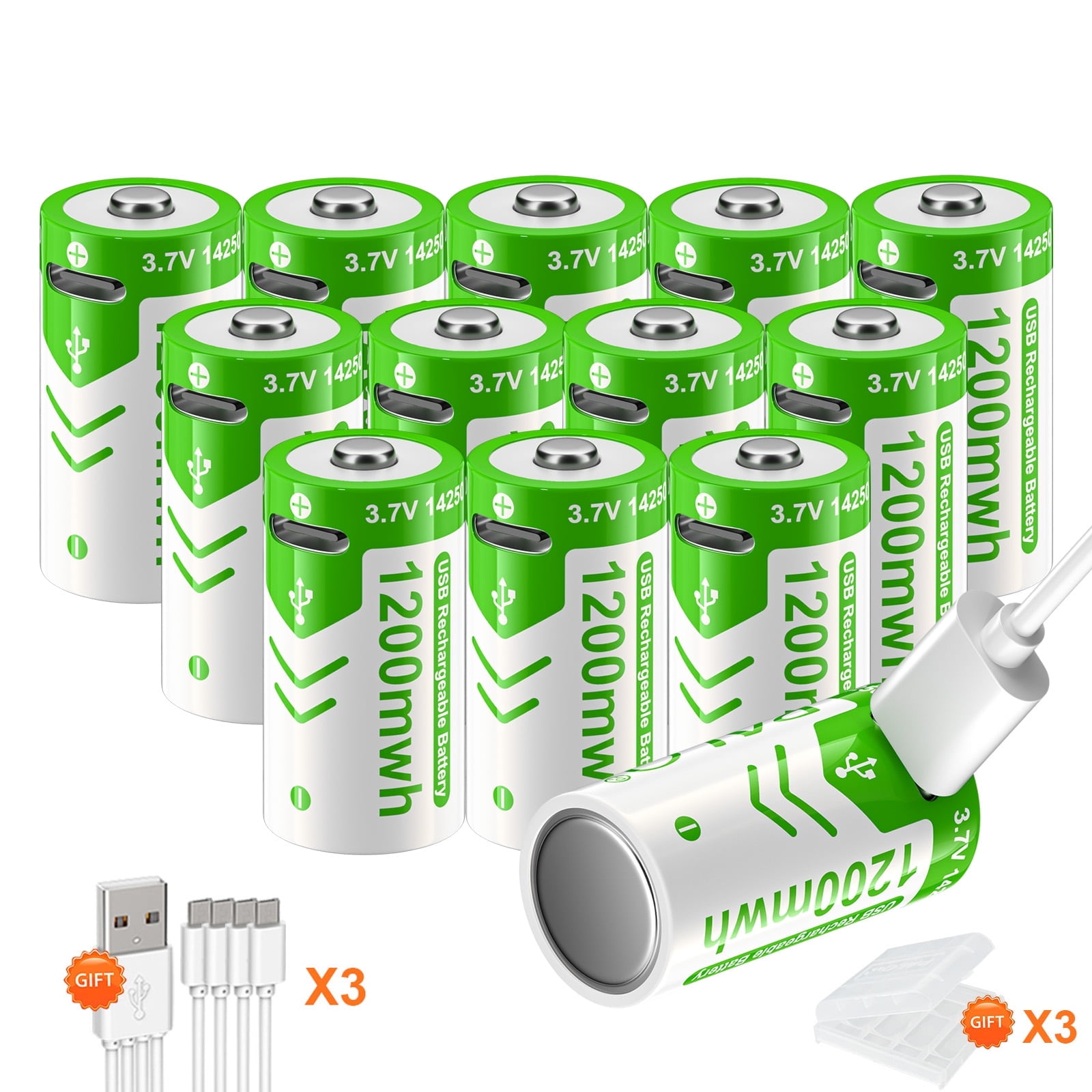CITYORK 1/2 AA Size 14250 ER14250 Batteries, 12-Pack 1200mWh 3.6V ...