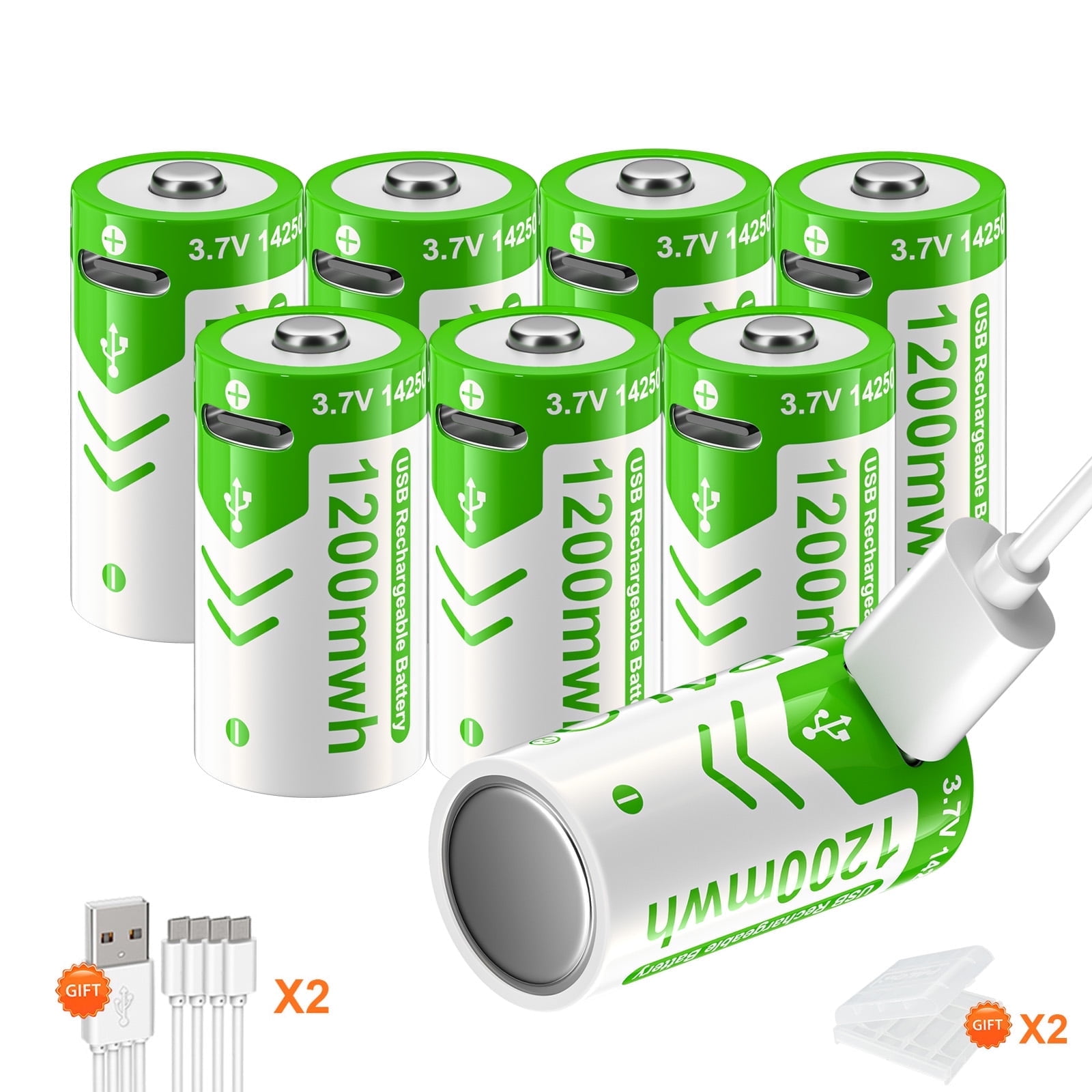 CITYORK 1/2 AA Size 14250 ER14250 Batteries, 8-Pack 1200mWh Lithium-ion ...