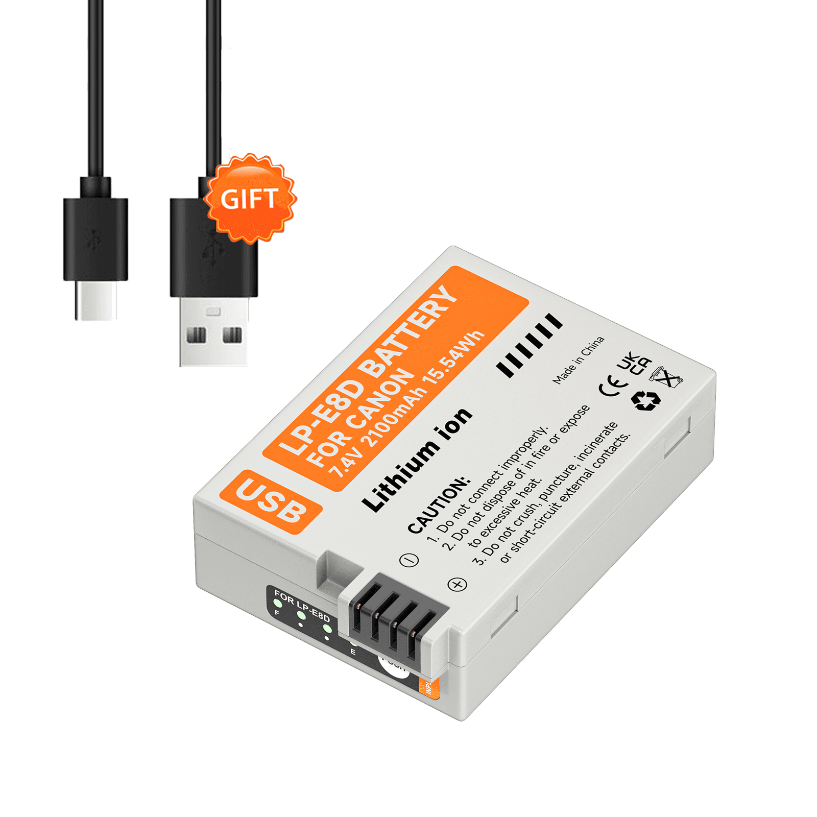 CITYORK 1 Pack LP-E8 Battery, Rebel T3i Battery LP-E8 USB Direct ...