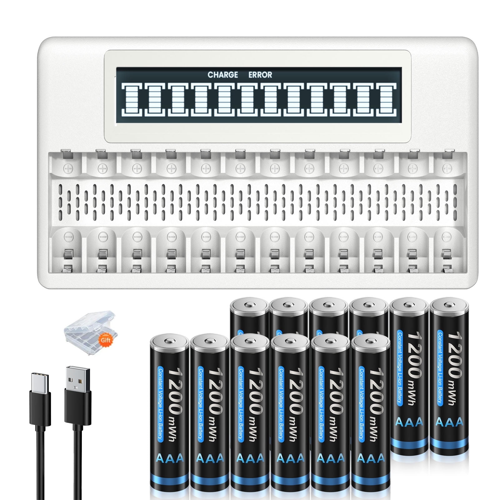 CITYORK 12 Pack AAA Batteries 1200mWh Li-ion Rechargeable Batteries ...