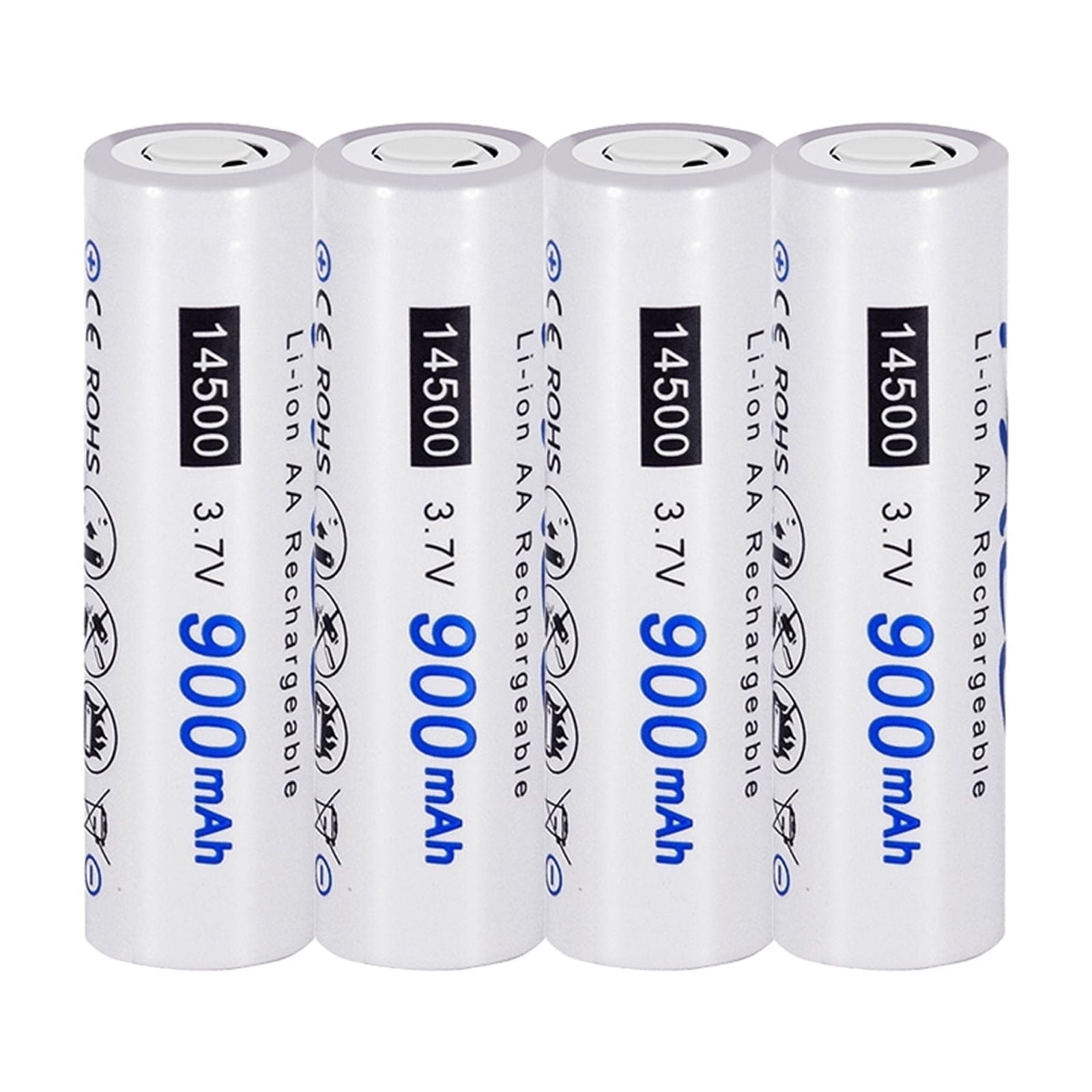 CITYORK 14500 Rechargeable Lithium-ion Batteries, 4-Pack, 900mAh, 3.7V ...