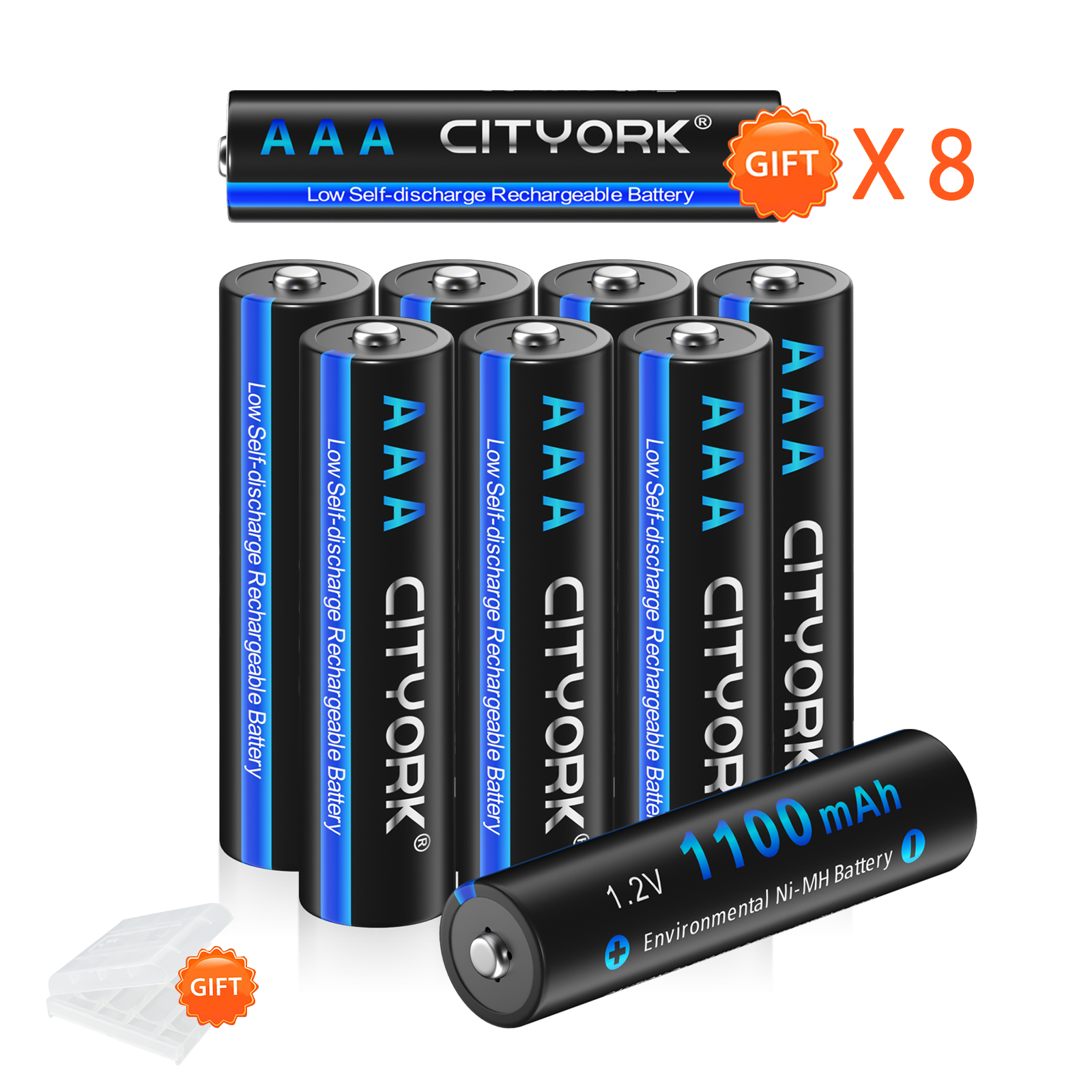 CITYORK 16 Pack AAA Rechargeable Batteries, 1.2V NiMH, 1100mAh, Pre ...