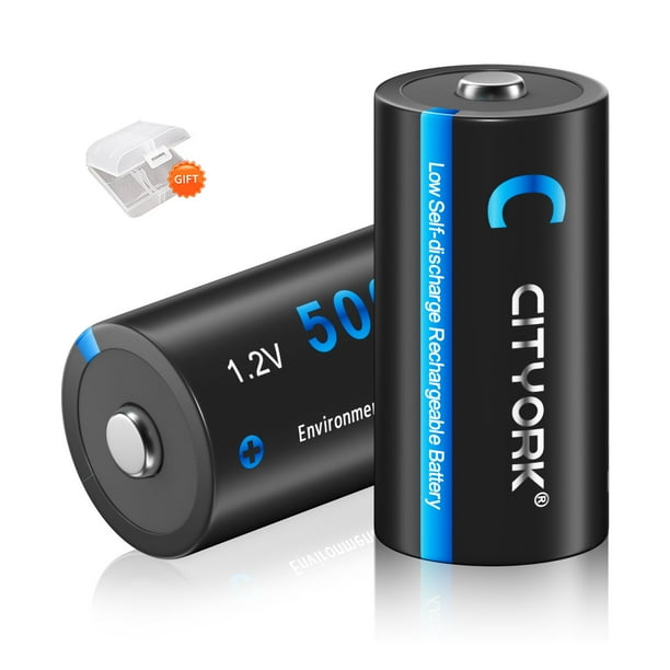 CITYORK 2 Pack 5000mAh 1.2V Ni-MH High Capacity C Size Rechargeable ...
