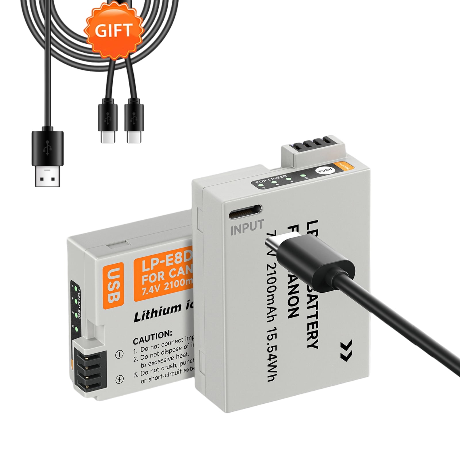 CITYORK 2 Pack LP-E8 Battery, Rebel T3i Battery LP-E8 USB Direct ...