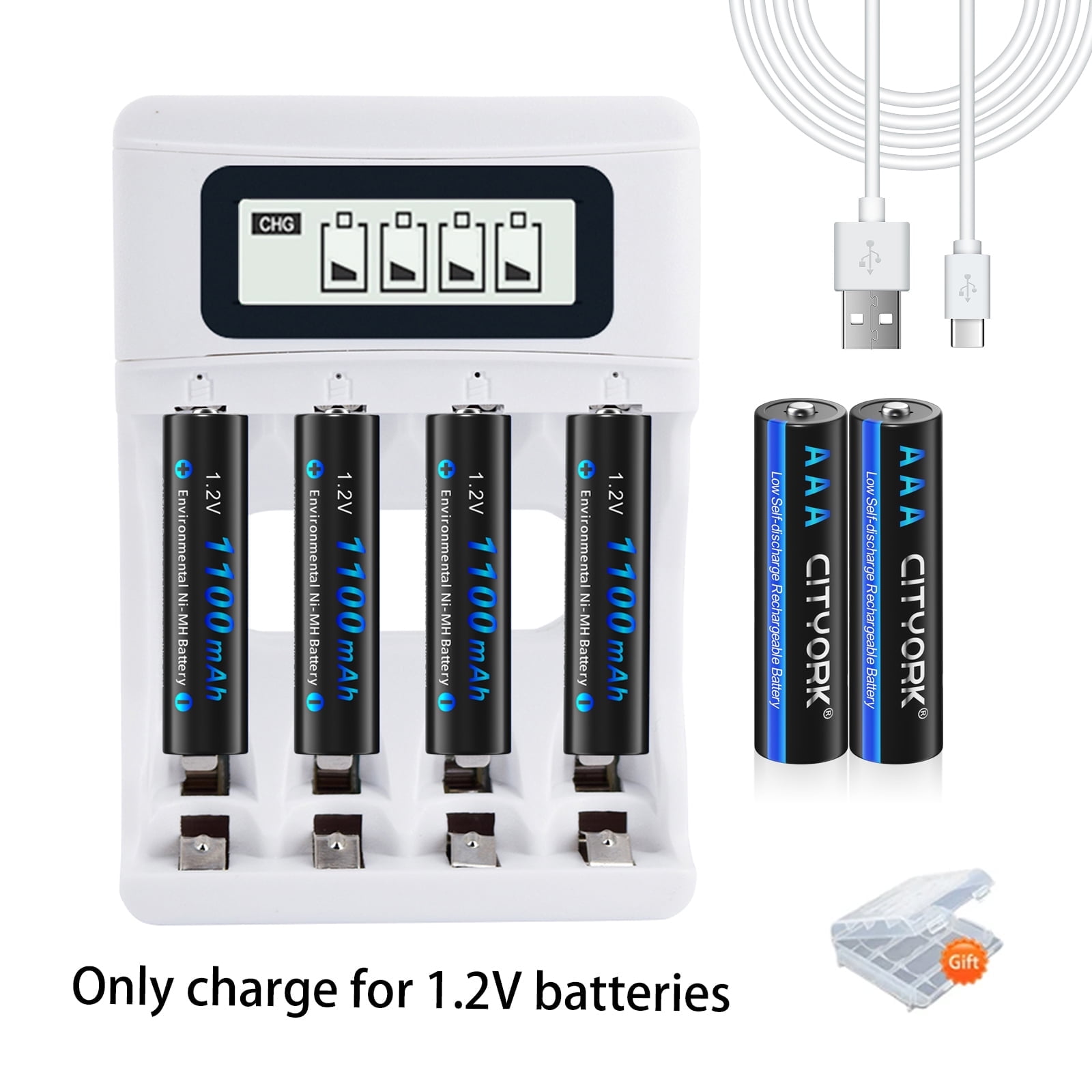 CITYORK 6 Pack AAA 1100mAh Rechargeable Batteries with High Capacity ...