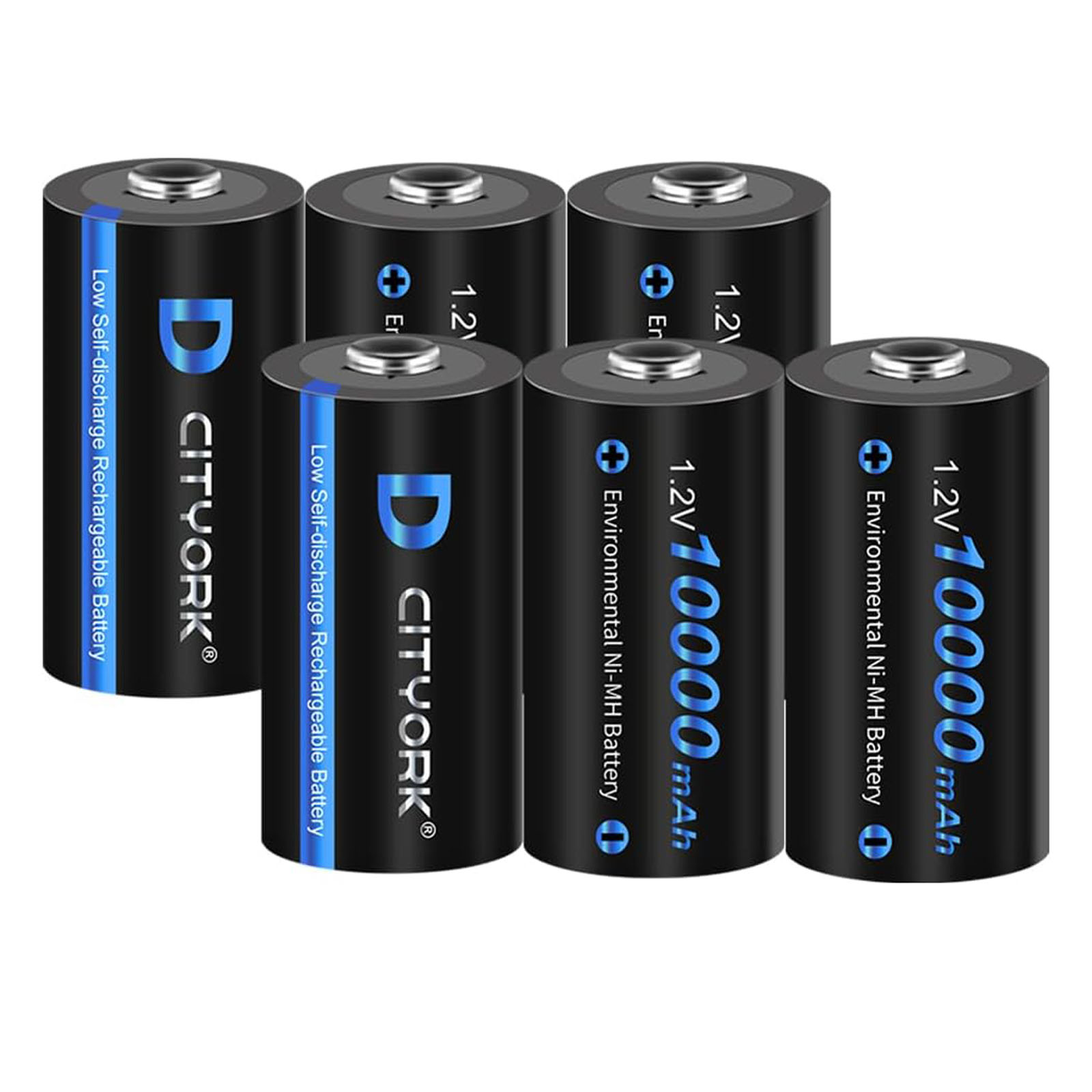 EBL D Cells 10000mAh Rechargeable Batteries (4 Counts) with C D 9V AA ...