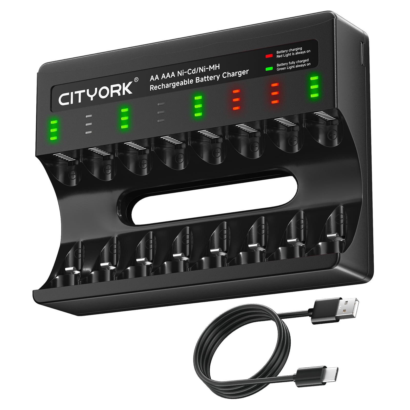 CITYORK 8 Bay Rechargeable Battery Charger with Charging Alert Display ...