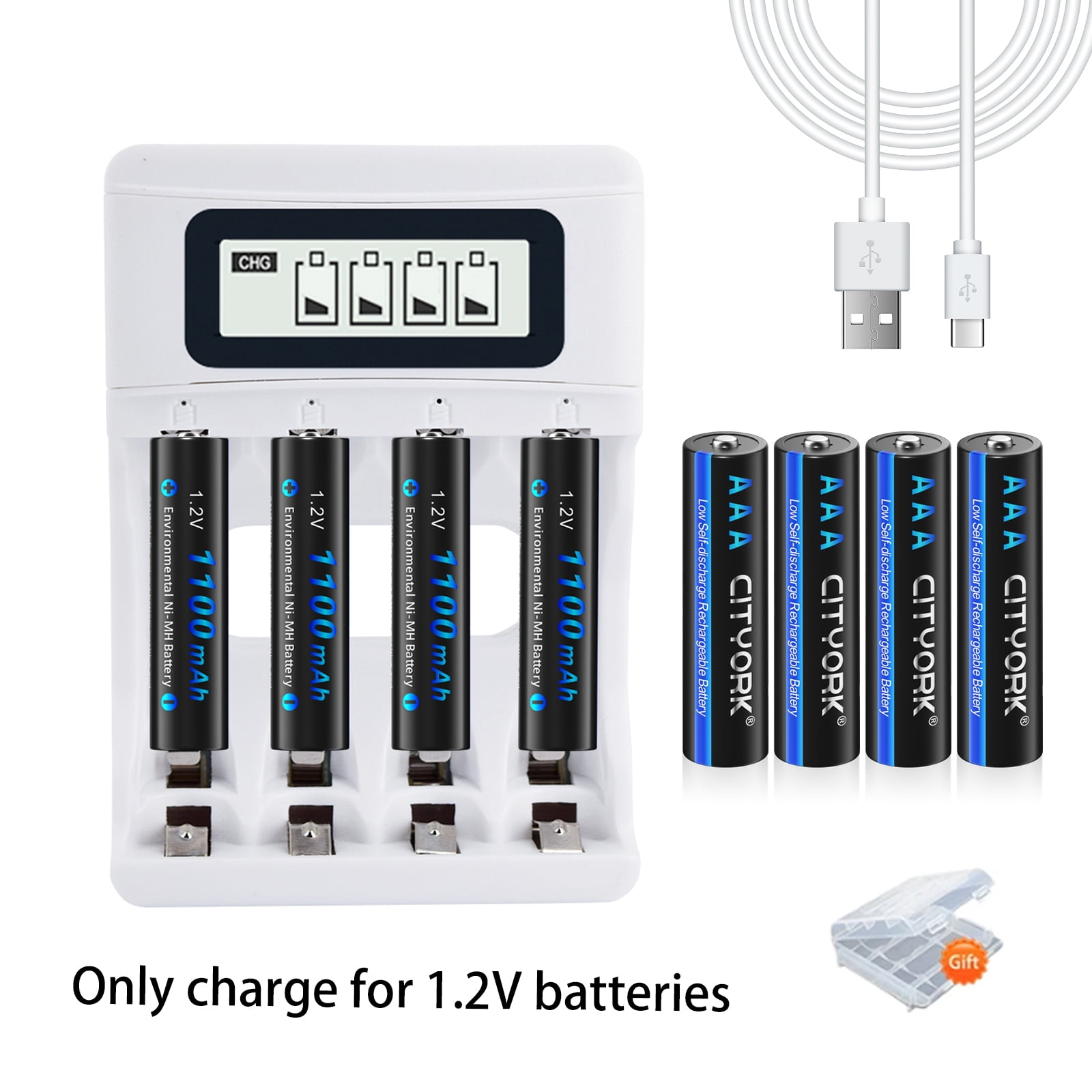 CITYORK 8 Pack AAA 1100mAh Rechargeable Batteries with High Capacity ...