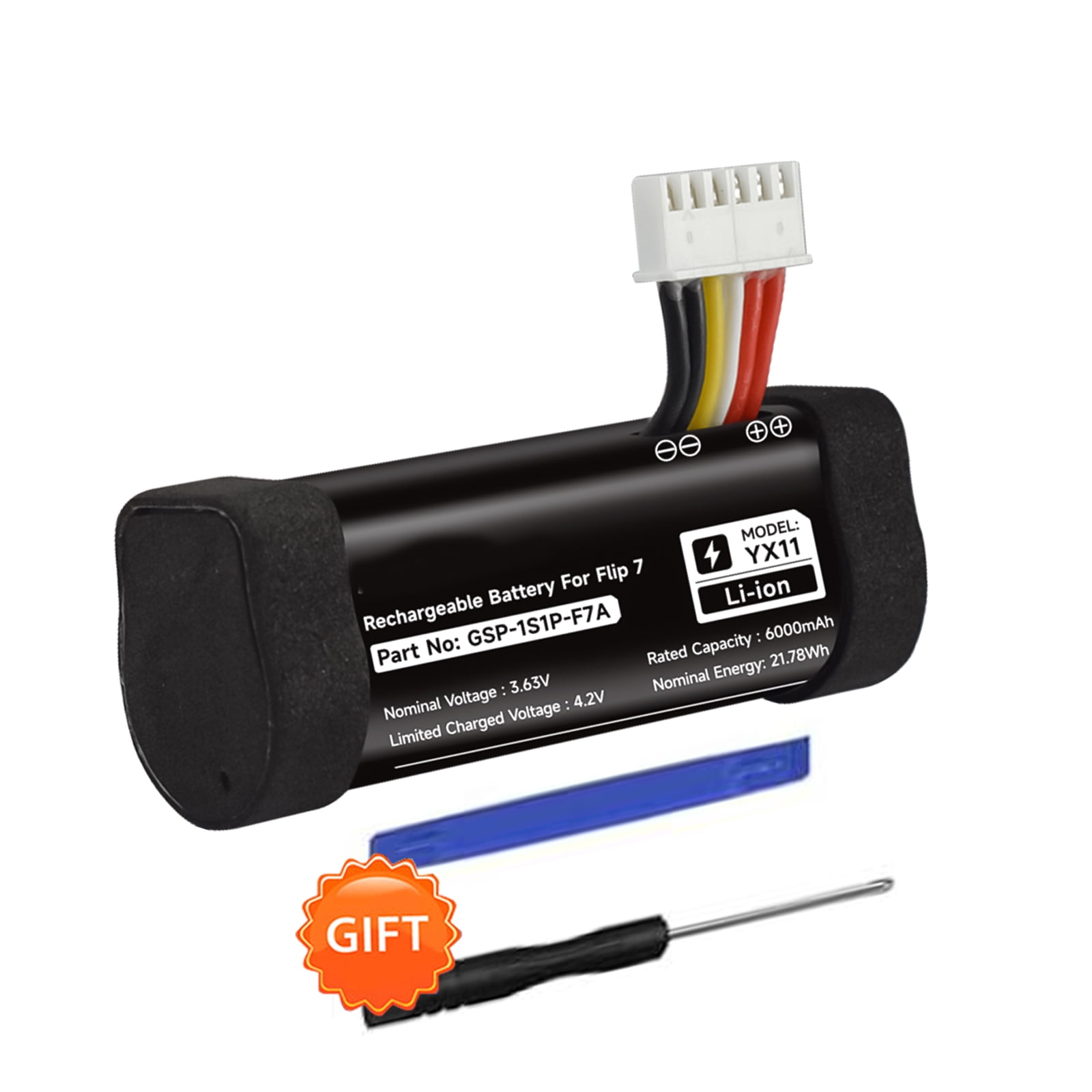 CITYORK GSP-1S1P-F7A Replacement Flip 7 Battery, High Capacity 6000mAh ...