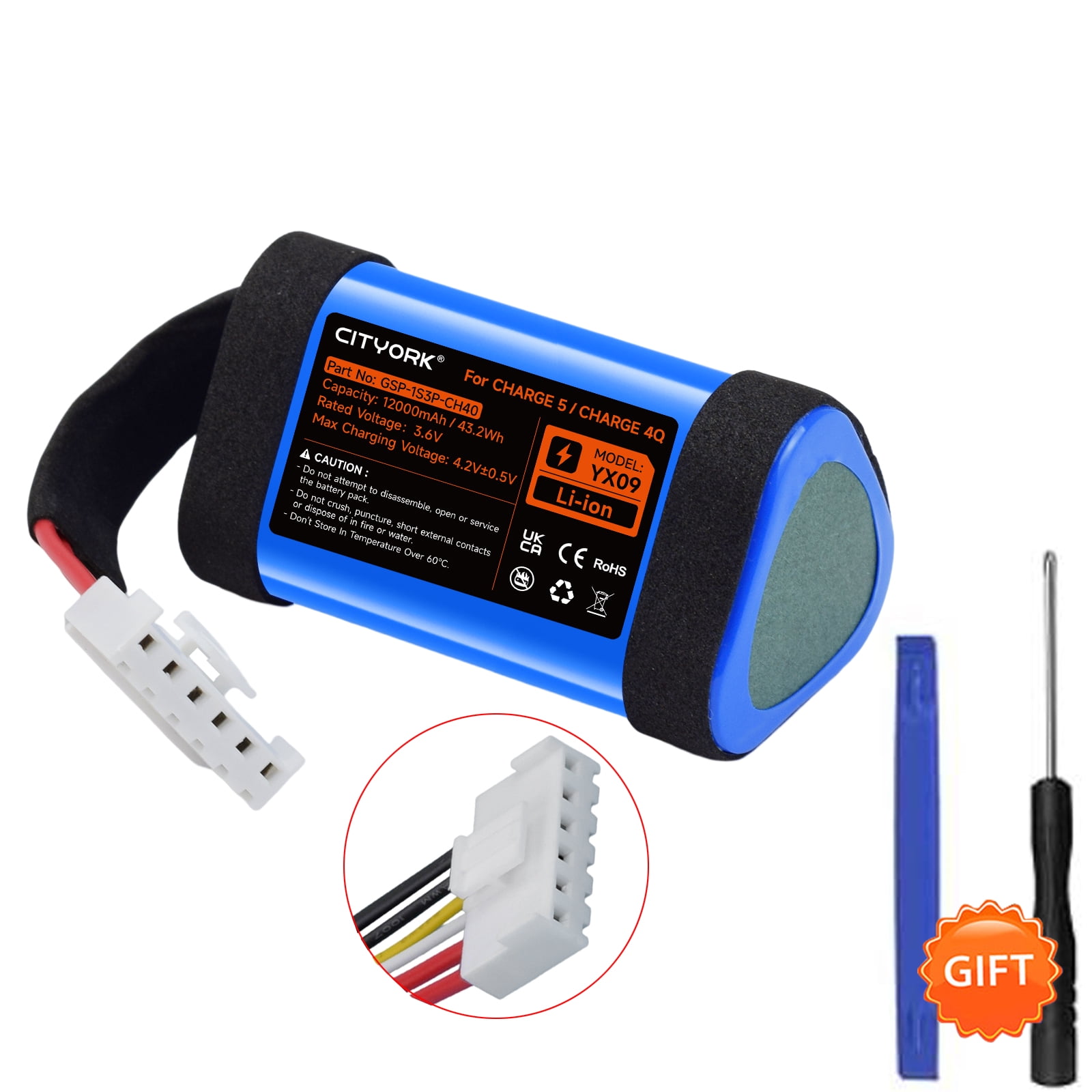 CITYORK GSP-1S3P-CH40 Replacement Charge 5 Battery, High Capacity ...