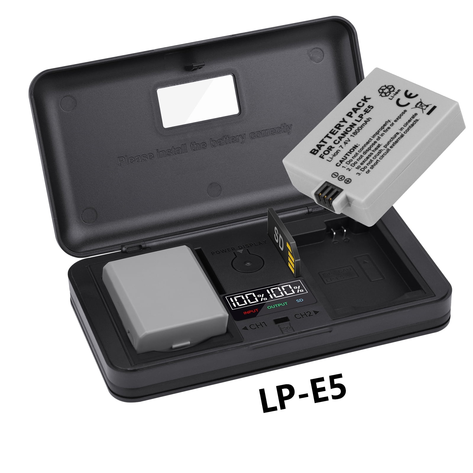 CITYORK LP-E5 2 Pack 7.4V 1800mAh Batteries with LCD Multi-Functional ...