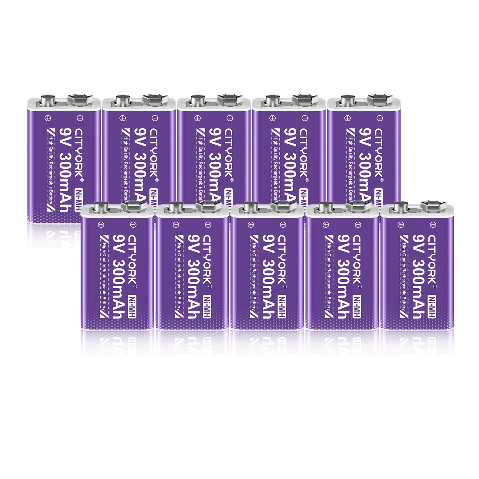 CITYORK Rechargeable 9V Batteries Backup Replacement Square Battery ...