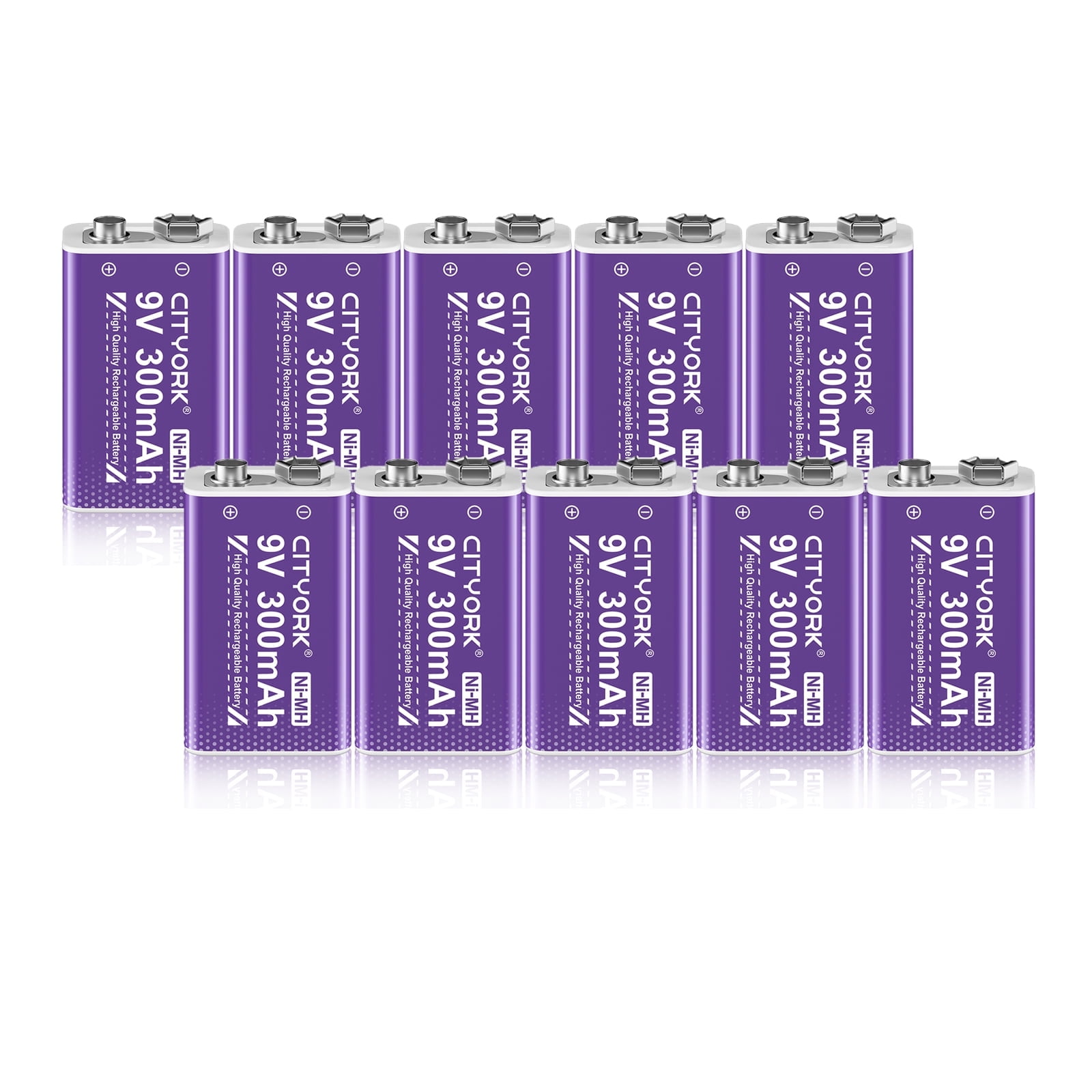 CITYORK Rechargeable 9V Batteries Backup Replacement Square Battery ...