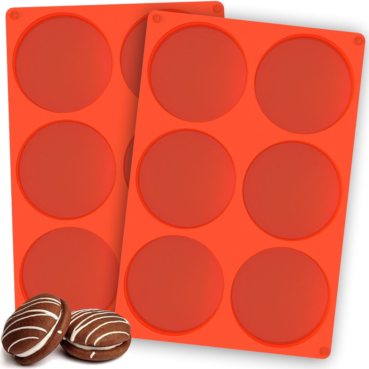 CIVG 2 Pack Large Silicone Molds for Baking 6-Cavity Round Baking Mold ...