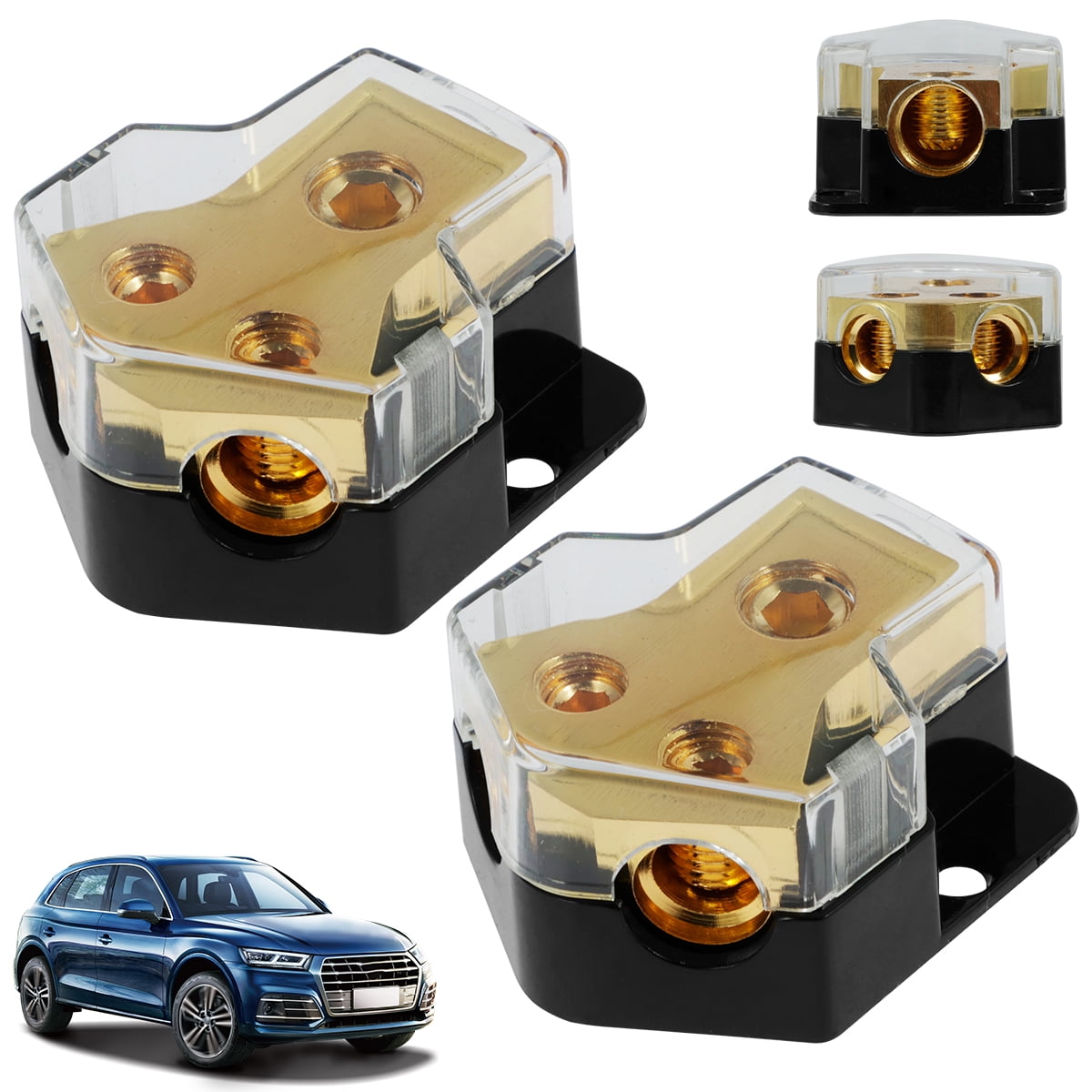 CIVG 2pcs 2 Way Power Distribution Block Copper Power Ground Amp ...