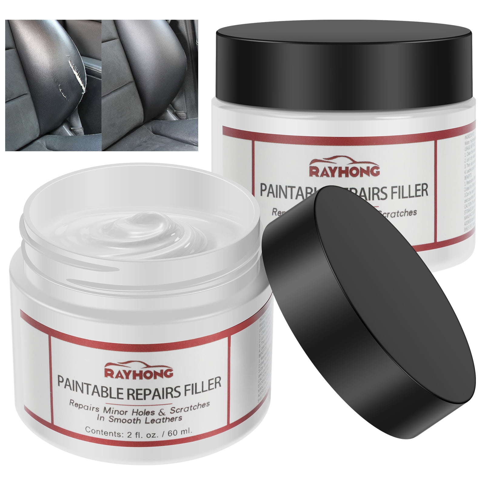 EKIDAZB Leather Filler for Repairing Holes, Scratches, White Leather ...