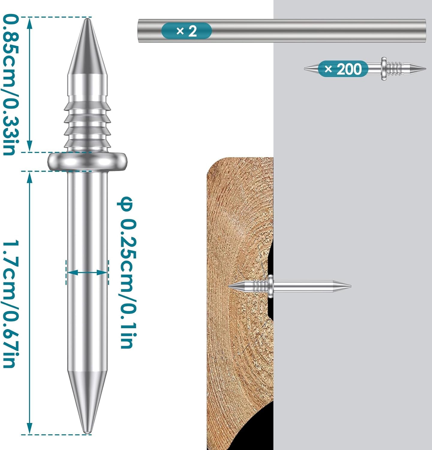 CIVG 400pcs Double-Head Skirting Thread Seamless Nail Metal Skirting ...