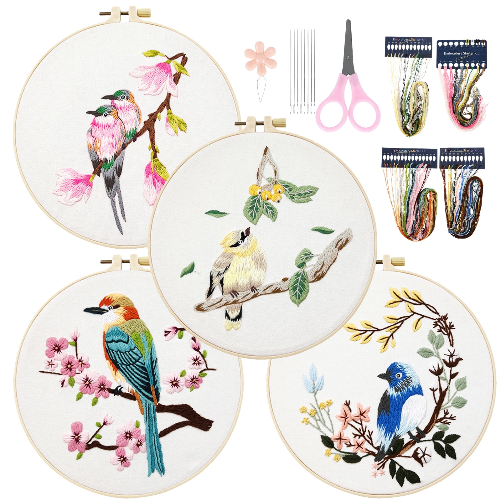 CIVG Embroidery Kit for Beginners Bird and Flower Cross Stitch Starter ...