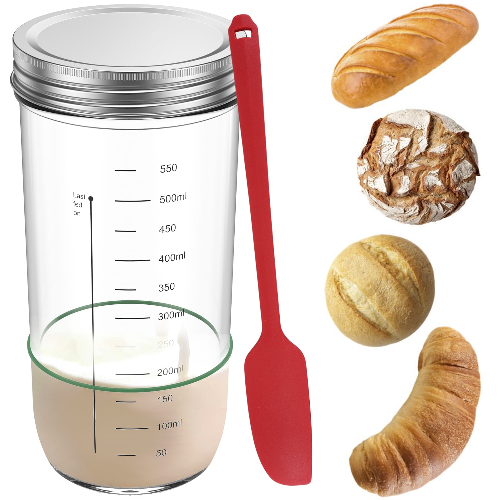 CIVG Sourdough Starter Jar with Lid Kit Wide Mouth Glass Sourdough ...