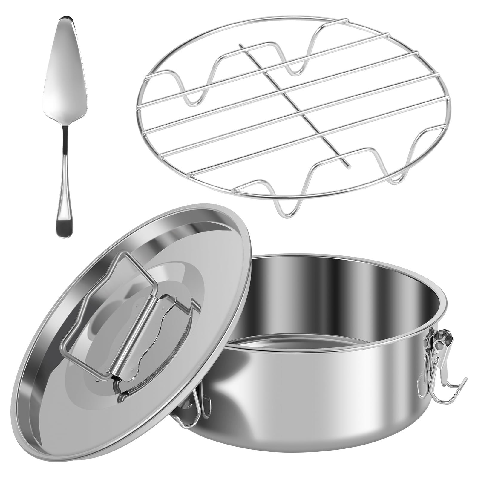CIVG Stainless Steel Flan Pan with Lid 1.5QT Flan Maker with Handle 7.5 ...