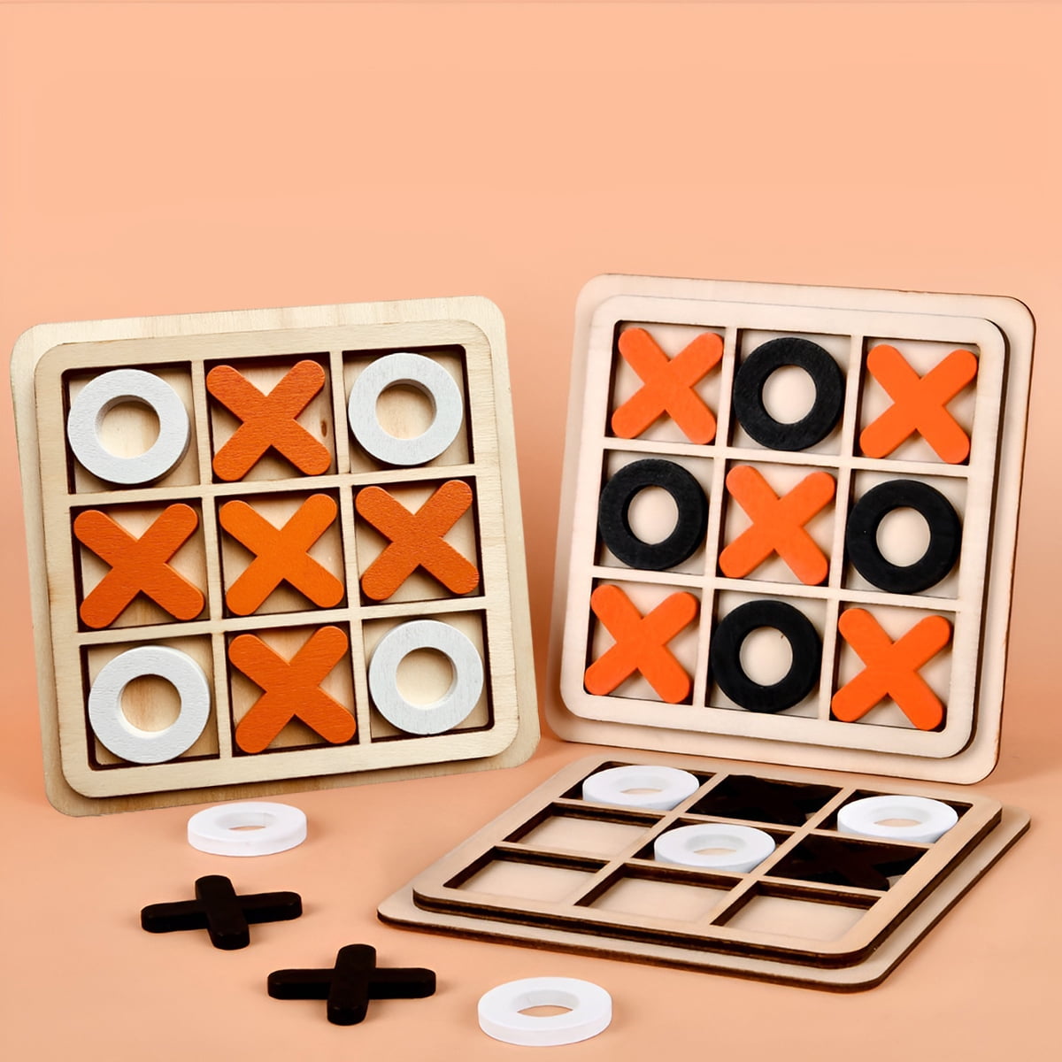 CIVG Wooden Noughts and Crosses Game Tic Tac Toe Board Games ...