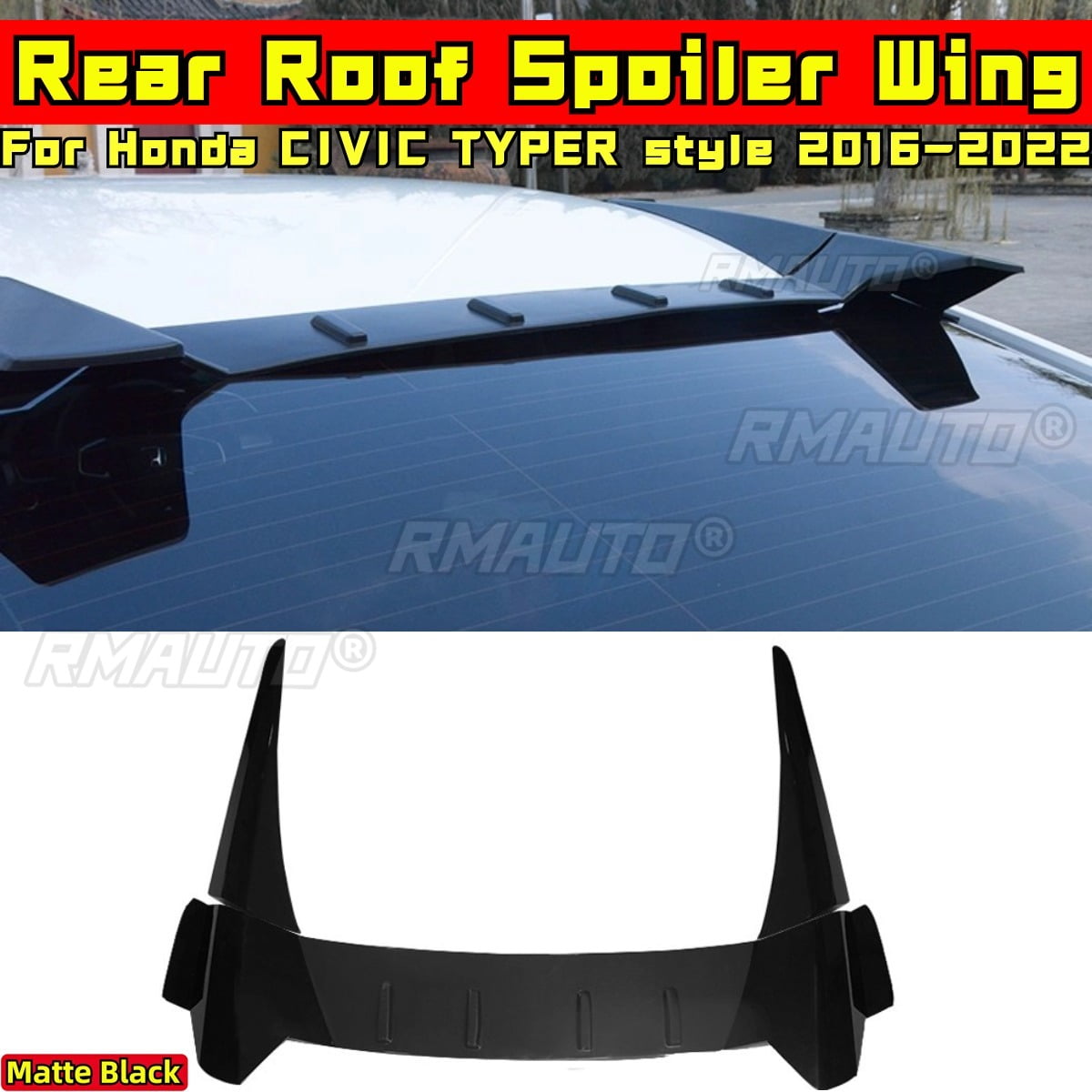 For Honda CIVIC 10th Gen 2016-2022 Body Kit Roof Spoiler Wing Silvery ...