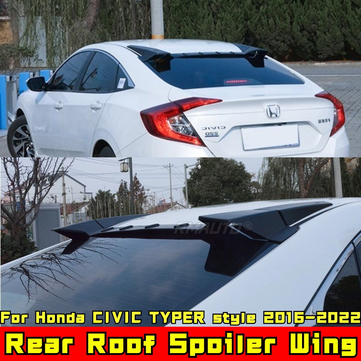 CIVIC Roof Spoiler Dark Orange TYPER Style Car Rear Spoiler Wing Body ...