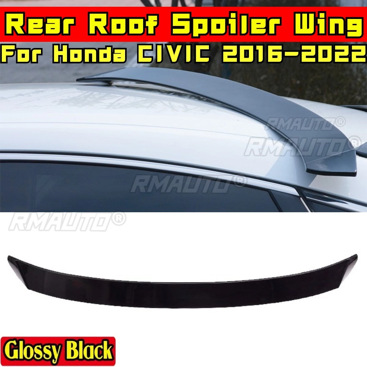 CIVIC Roof Spoiler Glossy Black A Style Rear Trunk Wing Rear Spoiler ...