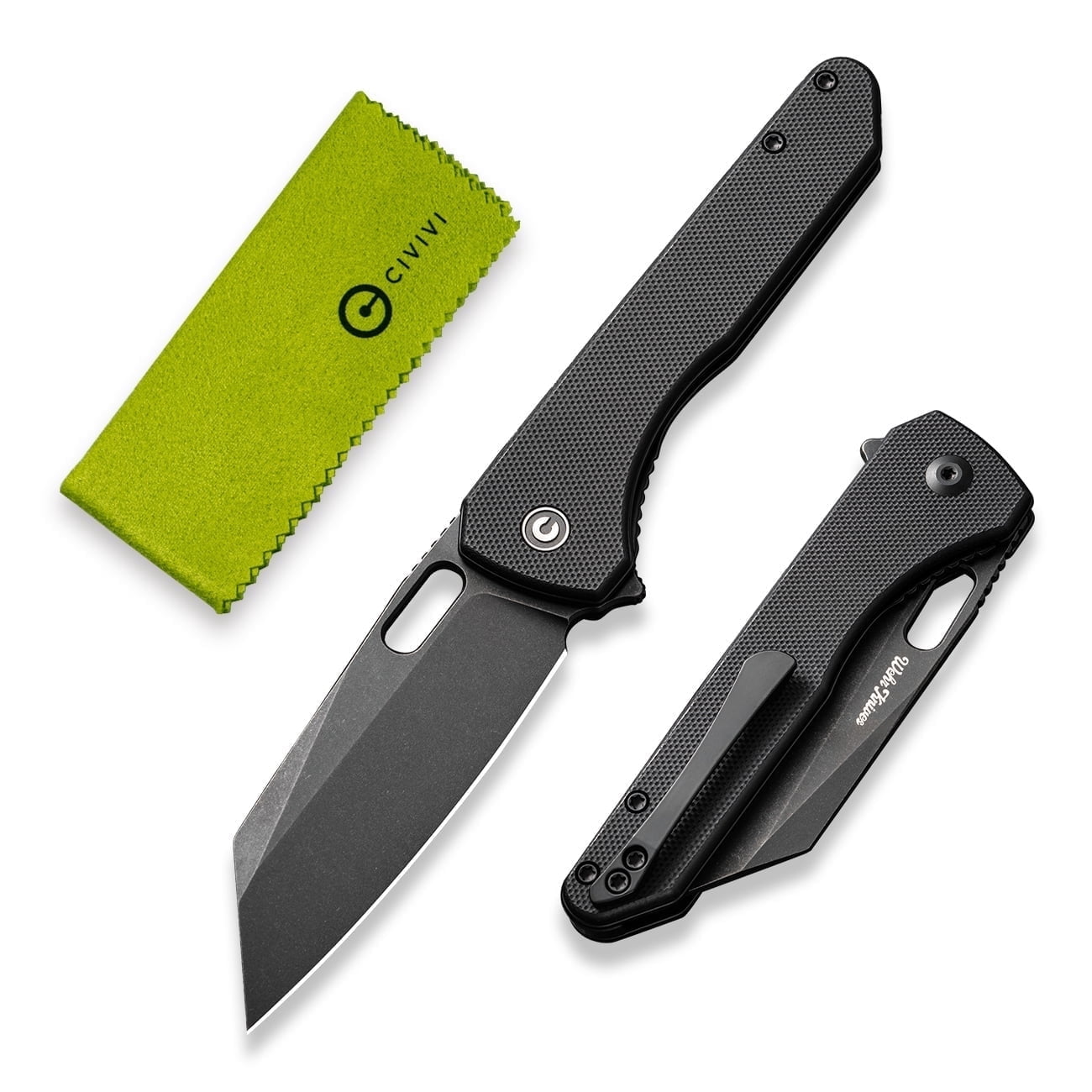 CIVIVI Nugz Folding Pocket Knife 3.17" 14C28N Blade Black G10 Handle ...