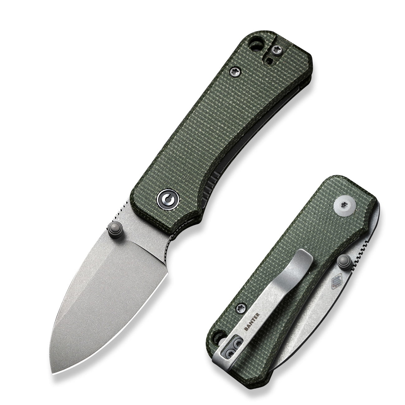 CIVIVI Pocket Folding Knife Baby Banter 2.34" Nitro-V Blade With Green ...