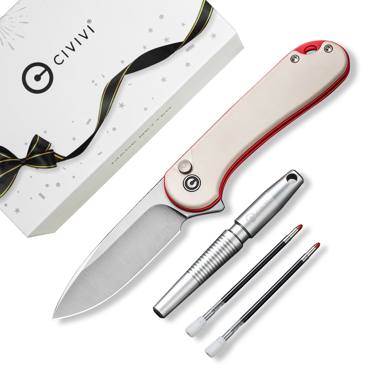 CIVIVI Gift Pack StellarQuill Pen & Button Lock Elementum II Knife ...