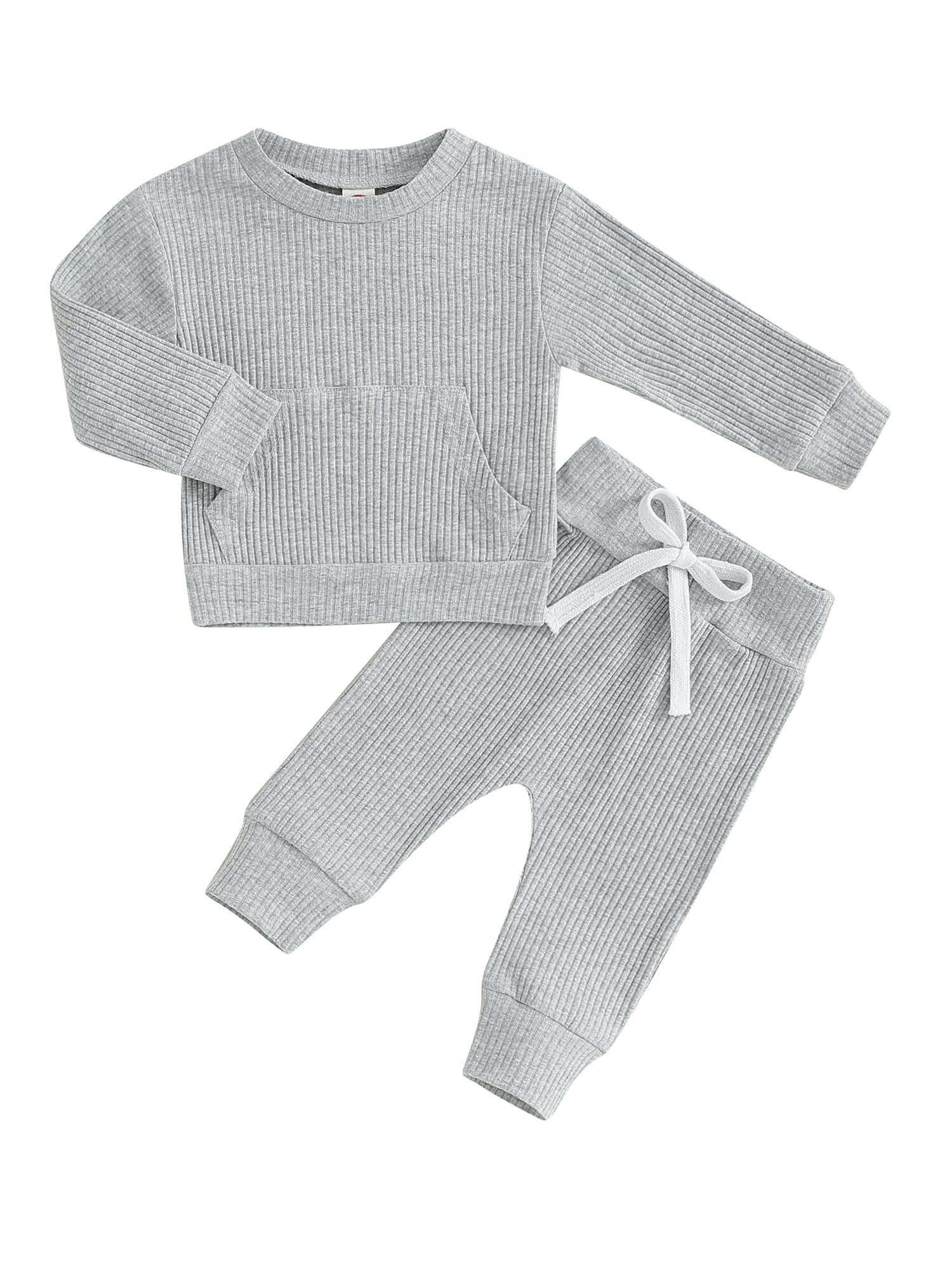 CIYCuIT Toddler Baby Boys 2Pcs Solid Color Outfits Long Sleeve Pocket ...