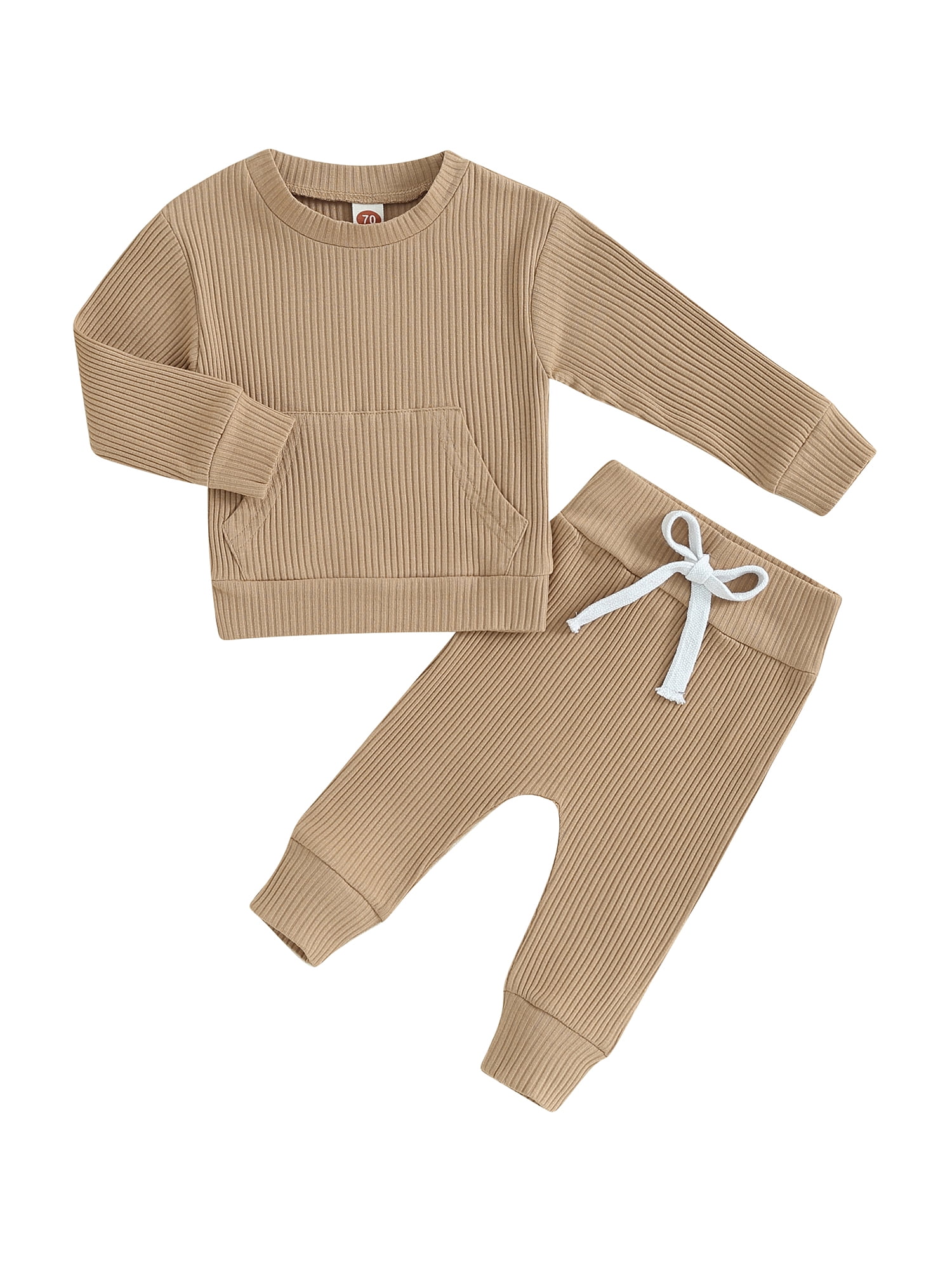 CIYCuIT Toddler Baby Boys 2Pcs Solid Color Outfits Long Sleeve Pocket ...